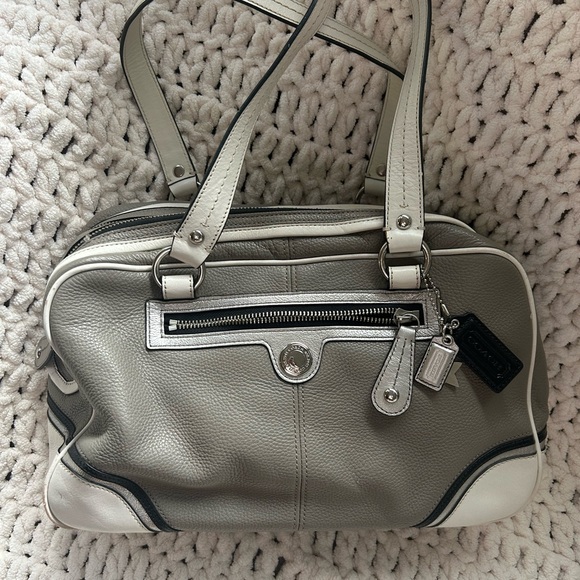 Coach | Bags | Coach Gray And White Shoulder Bag | Poshmark